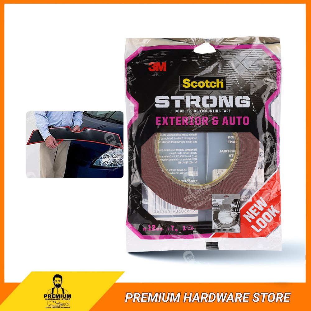 3M Scotch Double Sided Tape 12MM X 7M Exterior & Auto Door Visor Thick ...