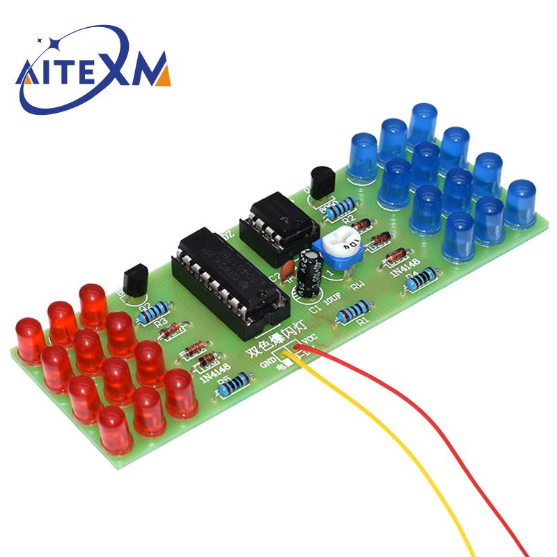 NE555 CD4017 IC LED Electronic Lights Kits Red Blue Dual-Color DIY Kit ...