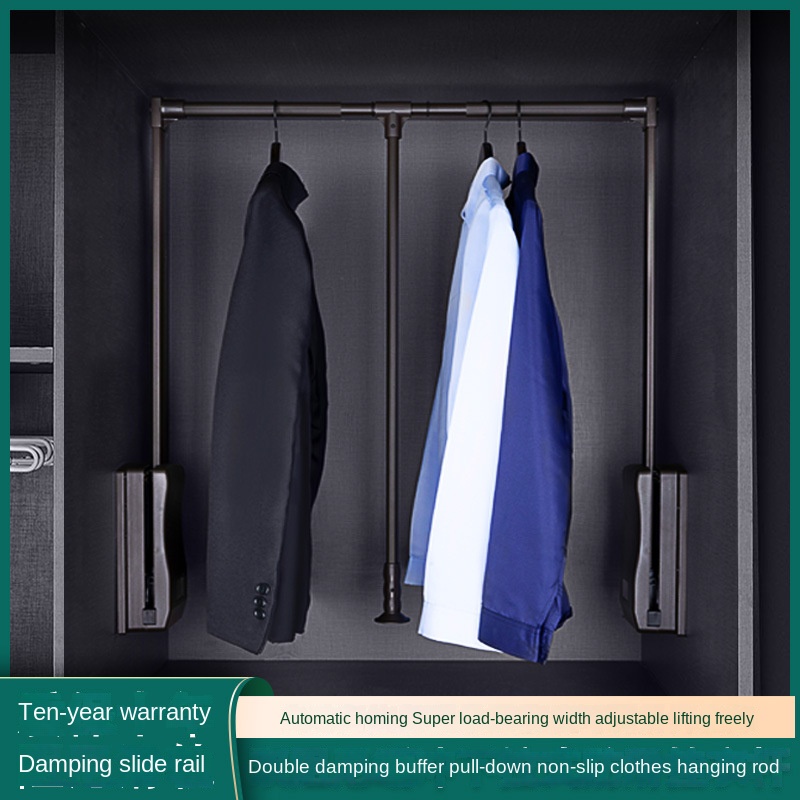 Pull-Down Clothes Rail Household Cloakroom Cabinet Indoor Retractable ...