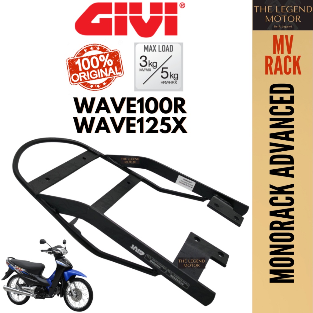 WAVE100R WAVE125X ULTIMO WAVE100 R WAVE125 X GIVI MV MONORACK ADVANCE MONO RACK CARRIER TAPAK ...