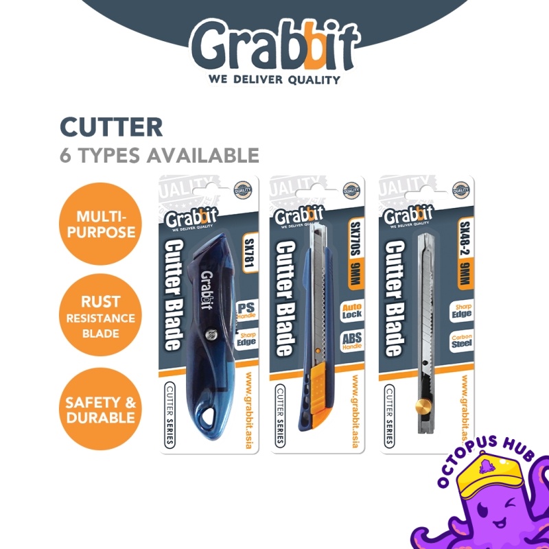 OCTOPUS GRABBIT Blade Cutter Knife Office School Use | Pisau Kertas ...
