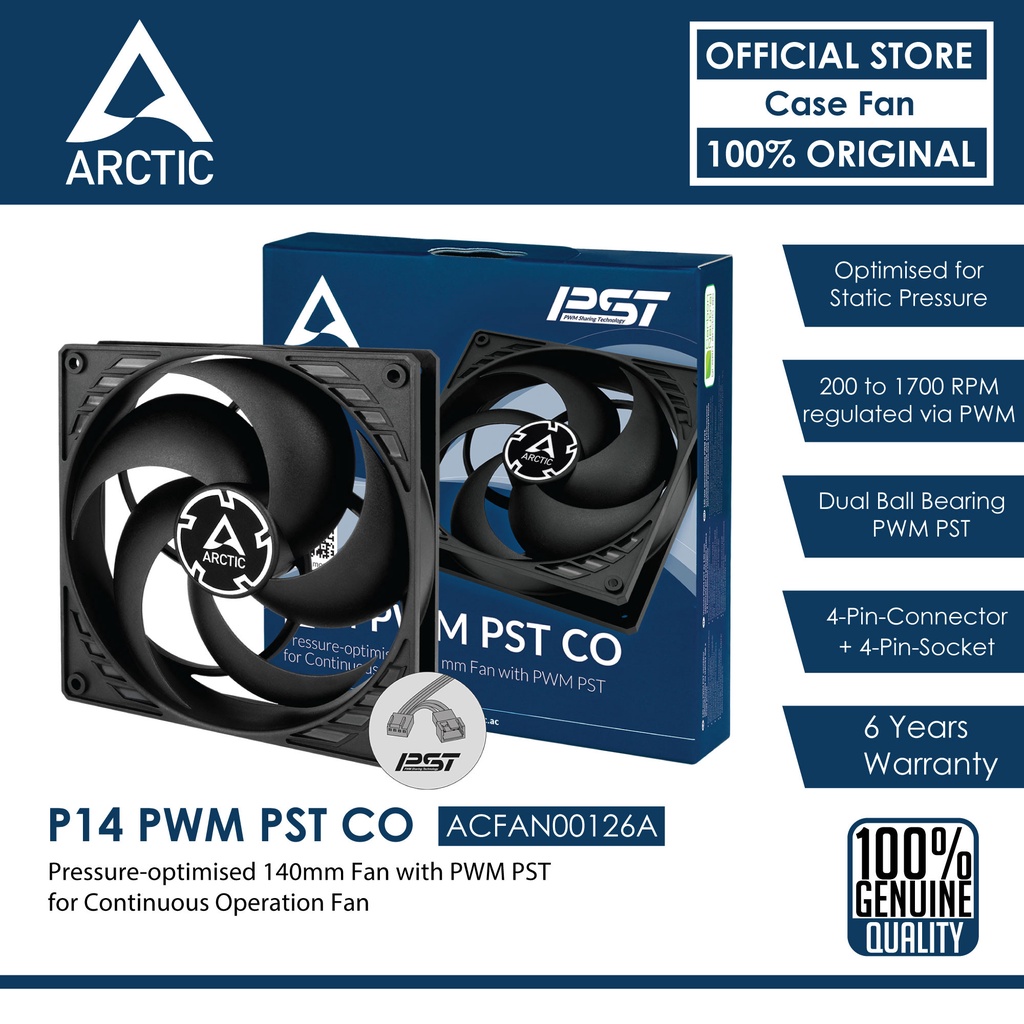 ARCTIC P14 PWM PST CO Pressure-optimised 140mm Fan with PWM PST for ...