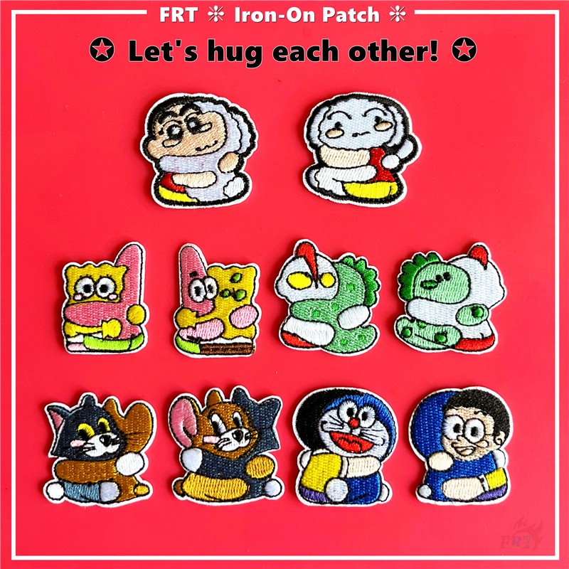 ☸ Let's Hug Each Other! Iron-on Patch ☸ 1Pc Doraemon / Ultraman ...