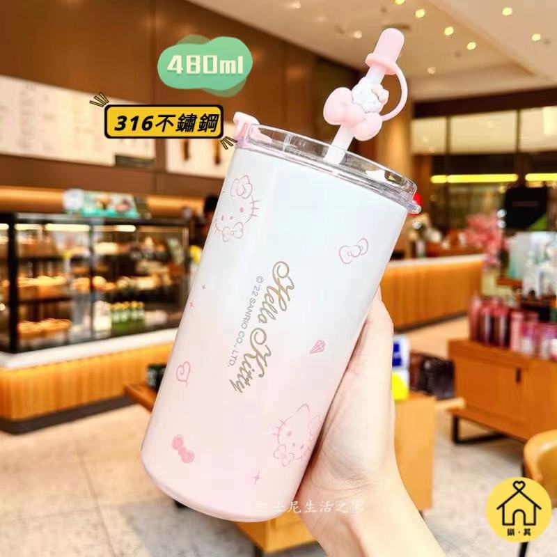 [LUCKY] Hellokitty Thermos Cup 316 Stainless Steel Straw Japanese Style Fresh Direct Drinking ...