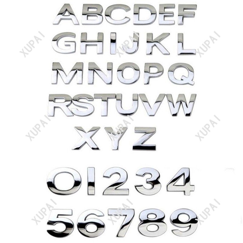 RTO OM 1 pc 25mm Silver Metal DIY 3D Alphabet Letter Digital Number Car ...