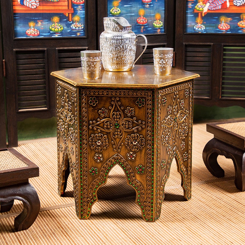 Polygon Nightstand Retro Coffee Table Side Table Coffee Table Ottoman ...