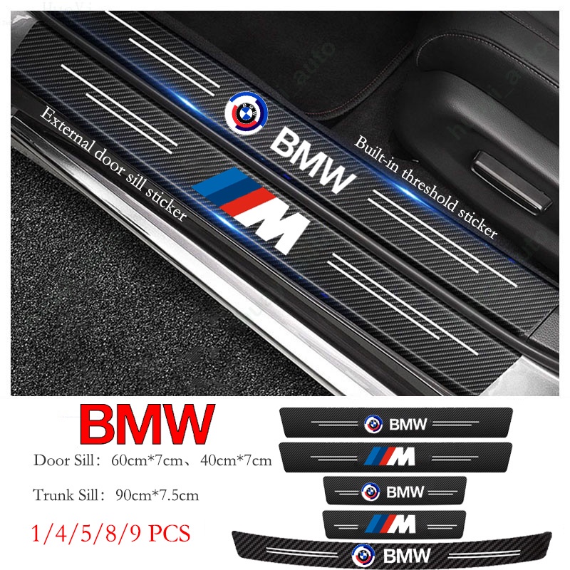 BMW Car Door Sill Sticker Anti-Scratch Carbon Fiber leather Sticker ...