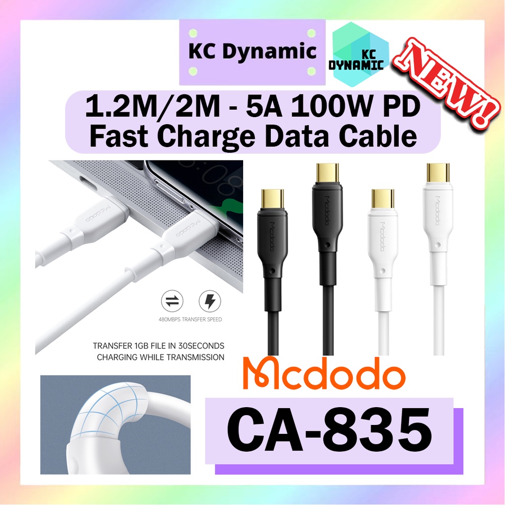 Mcdodo CA-835 100W PD Fast Charge Data Cable 5A Type-C Data Cable 1.2M ...