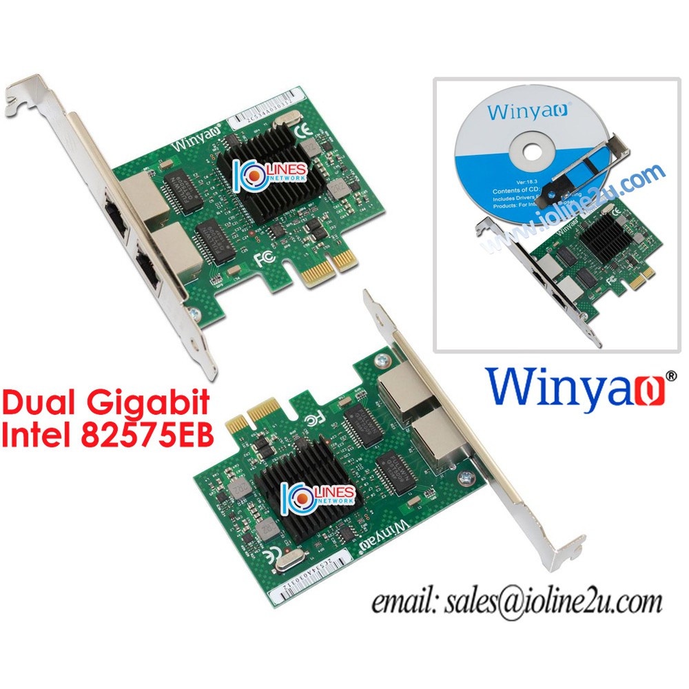 WINYAO Intel 82575EB 82576EB Dual port Gigabit LAN network card PCIe ethernet High Low Profile ...