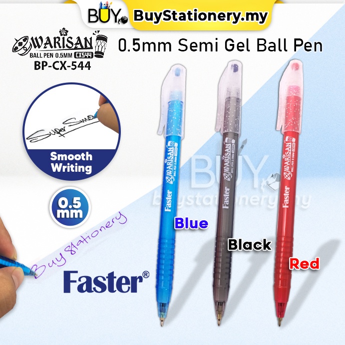Faster Pen CX544 Warisan Semi Gel Ball Pen Smooth 0.5mm Black Blue Red ...
