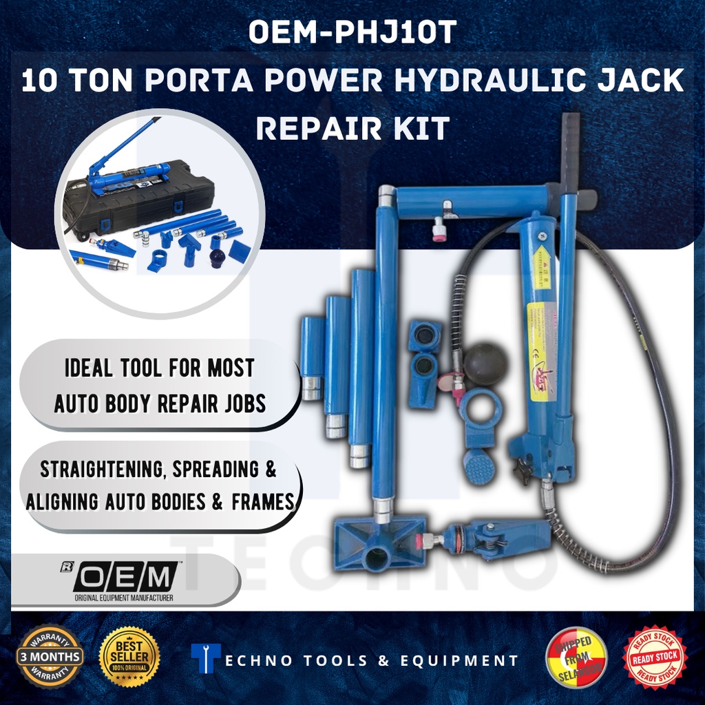 10 Ton Porta Power Hydraulic Jack Body Frame Repair Kit Auto Shop 2 ...