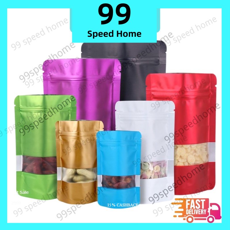 50pcs Big Size Matte Colour Zip Lock Bag with Window/Colour Zipper Bag ...