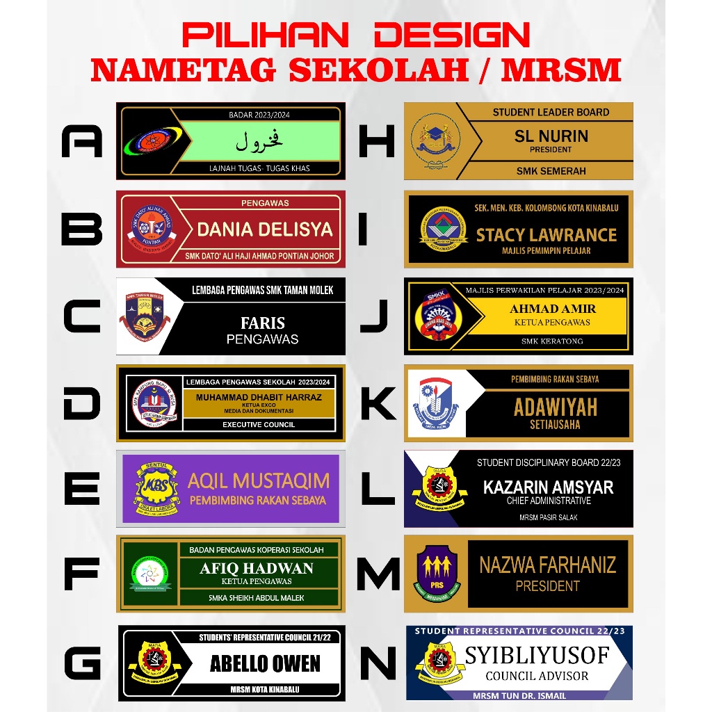 Name Tag Epoxy Acrylic SEKOLAH | SBP |MRSM | PRS | MAGNET & PIN ...