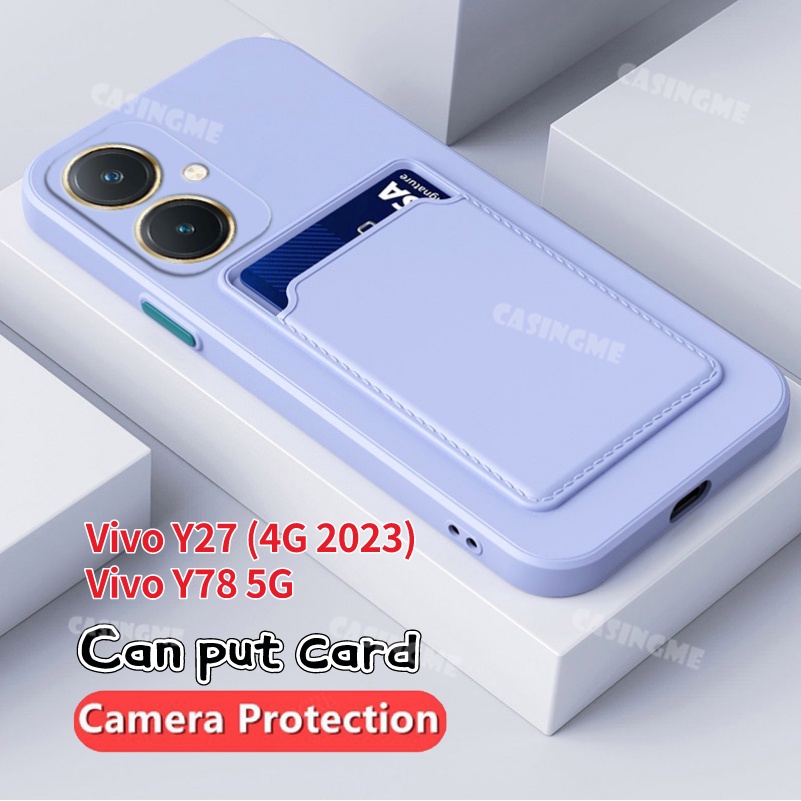 2023 Vivo Y27 4G Y78 5G Candy Card Slot Wallet Silicone Soft Casing For ...