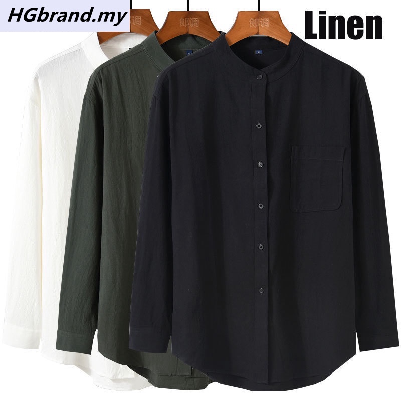 【Raya】Linen Shirt Men long Sleeve raya Baju Lelaki Lengan Long Style ...