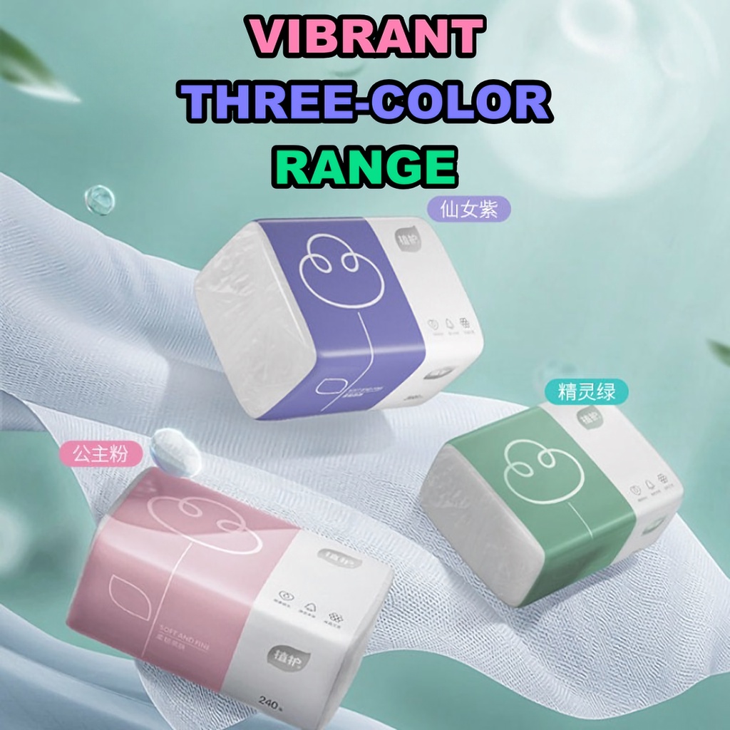 【20/40 PACKS】Tri Color 240 Sheets 4-Ply Skin Friendly Facial Tissue ...