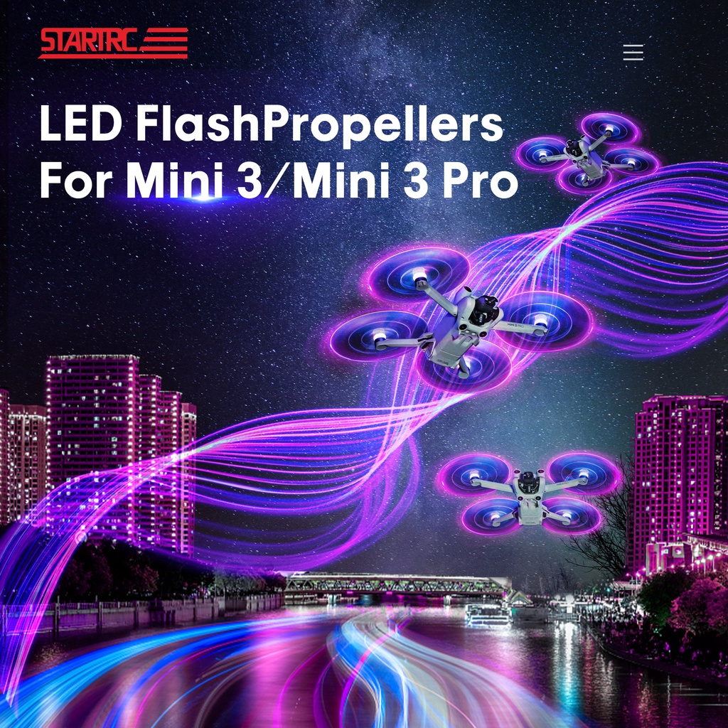 LED Night Light Low-Noise Propellers Props Blades for DJI MINI 3/3Pro ...