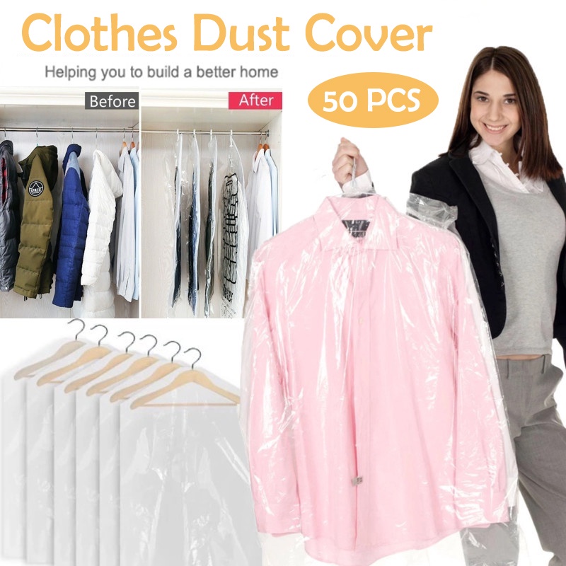 10/50 PCS Clothes Dust Cover Transparent Dust Proof Protector Plastik ...
