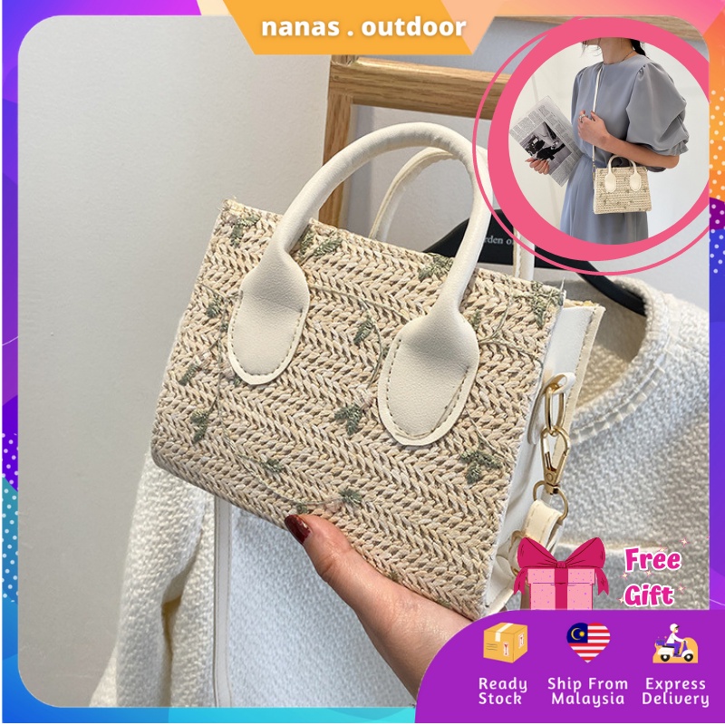 Sling bag handbag women Korean shoulder crossbody bag leather Straw Top ...