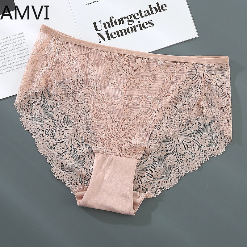 AMVI L-XXXXL Panty Plus Size for Women 8 Colors Lace Panties Ladies Underwear Floral Sexy ...
