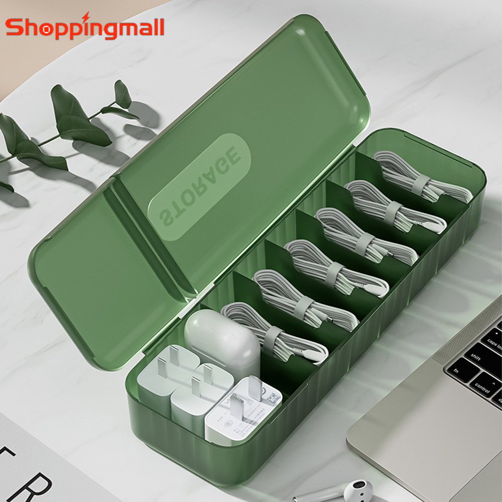 [Sunshine] Multifunctional Desktop Data Cable Storage Box/Transparent Plastic Electronic ...