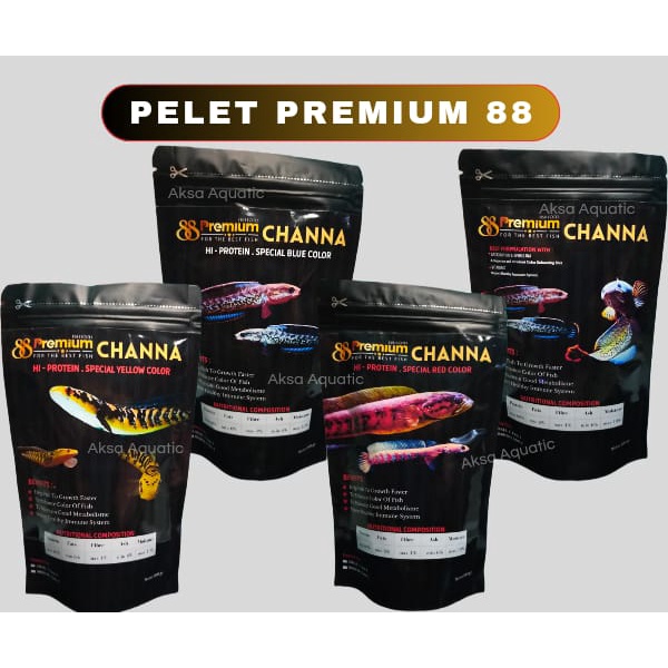 Channa Predator Premium Fish Pellets 88 channa oscar blue red yellow ...