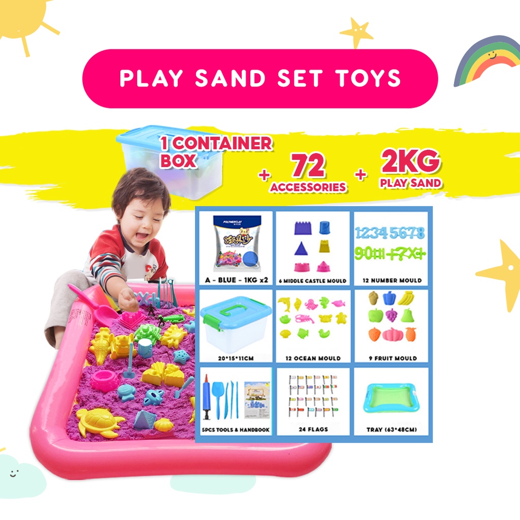 2KG DIY Play Sand Sets Dynamic Eco Sand Castle Play Set Slime Tools Play Diy Toy Space Sand For ...