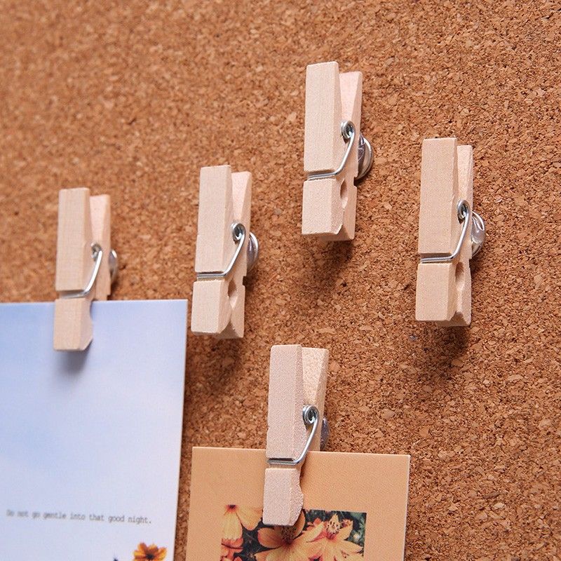Creative Wooden I-Shaped Nail Wooden Clip Cute Pushpin Press Nail Cork ...