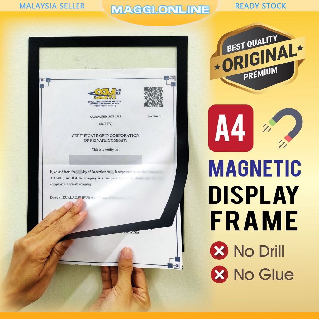 A4 document display magnetic frame PVC protector cover certificate SOP ...