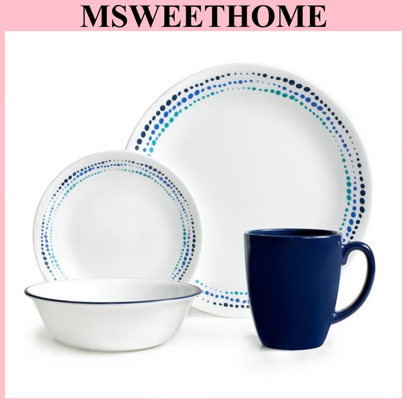 (Ready Stock!!) Corelle 16pc Ocean Blue Dinnerware Set Livingware ...