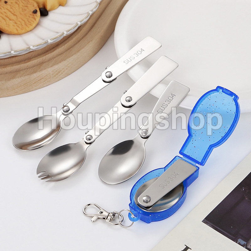 Foldable Spoon Fork Spork 304 Stainless Steel Camping Spoon Tableware ...
