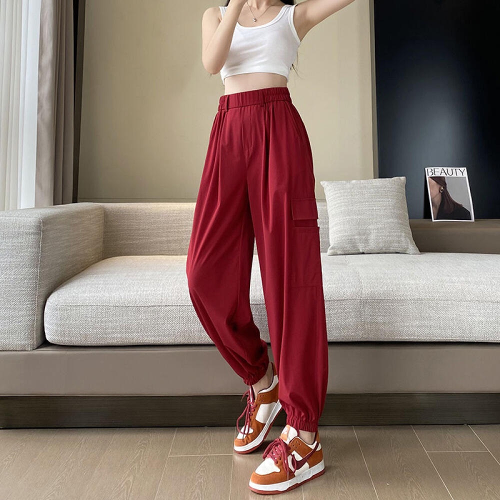 Thin Cargo Pants Womens Summer High Waist Harun Casual Pants Wide Leg