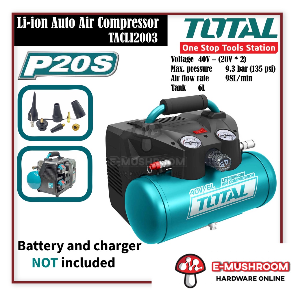 Total TACLI2003 Li-ion Auto Air Compressor 6L | Shopee Malaysia