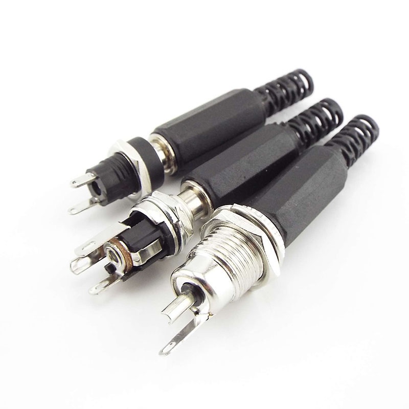 12V 5.5*2.1MM DC Male Plugs Power Socket Female Jack Screw Nut Panel ...