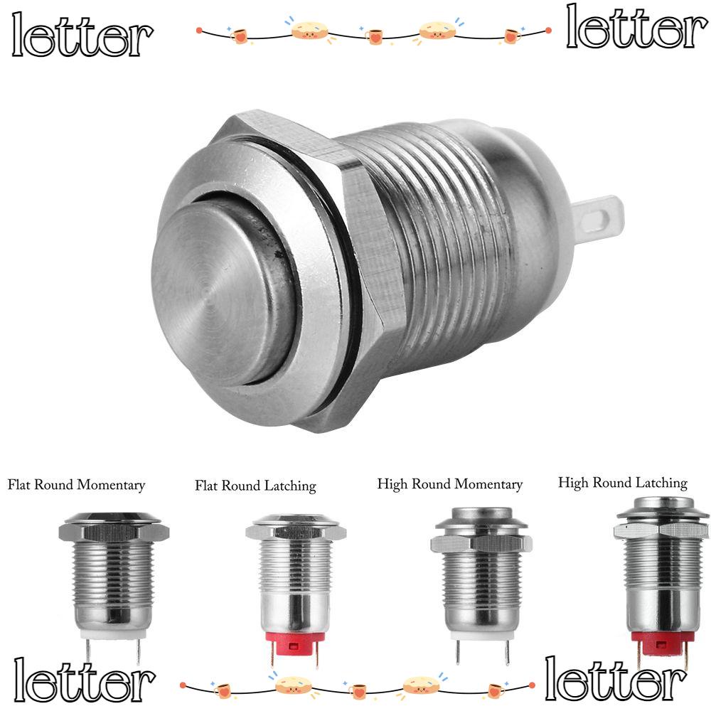 LETTER High/Flat Round Push Button Switch Ring Latcing Momentary Metal ...