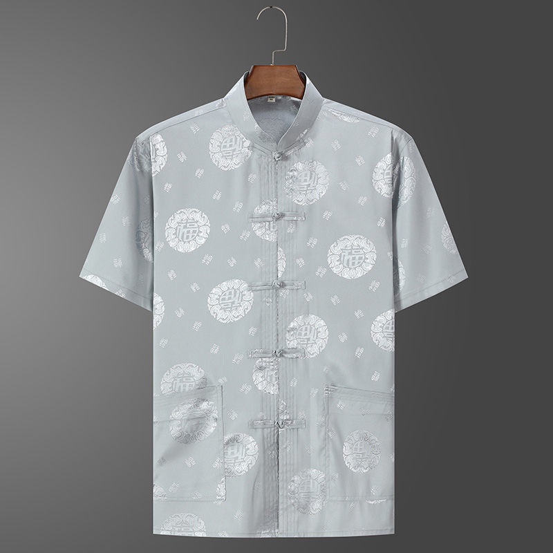 Ready Stock 唐装男短袖汉服福字圆龙古装 Men Samfu Traditional Short Sleeve Baju ...
