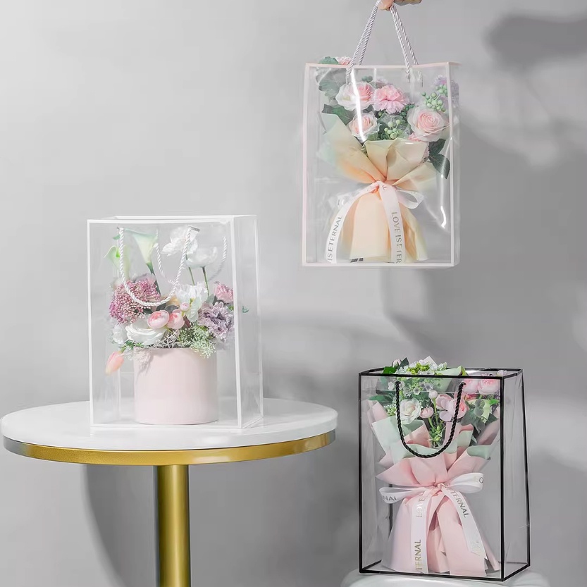 SHIOK S/M Clear-Framed Flower Gift Bag With Handle | Beg Hadiah Bunga ...