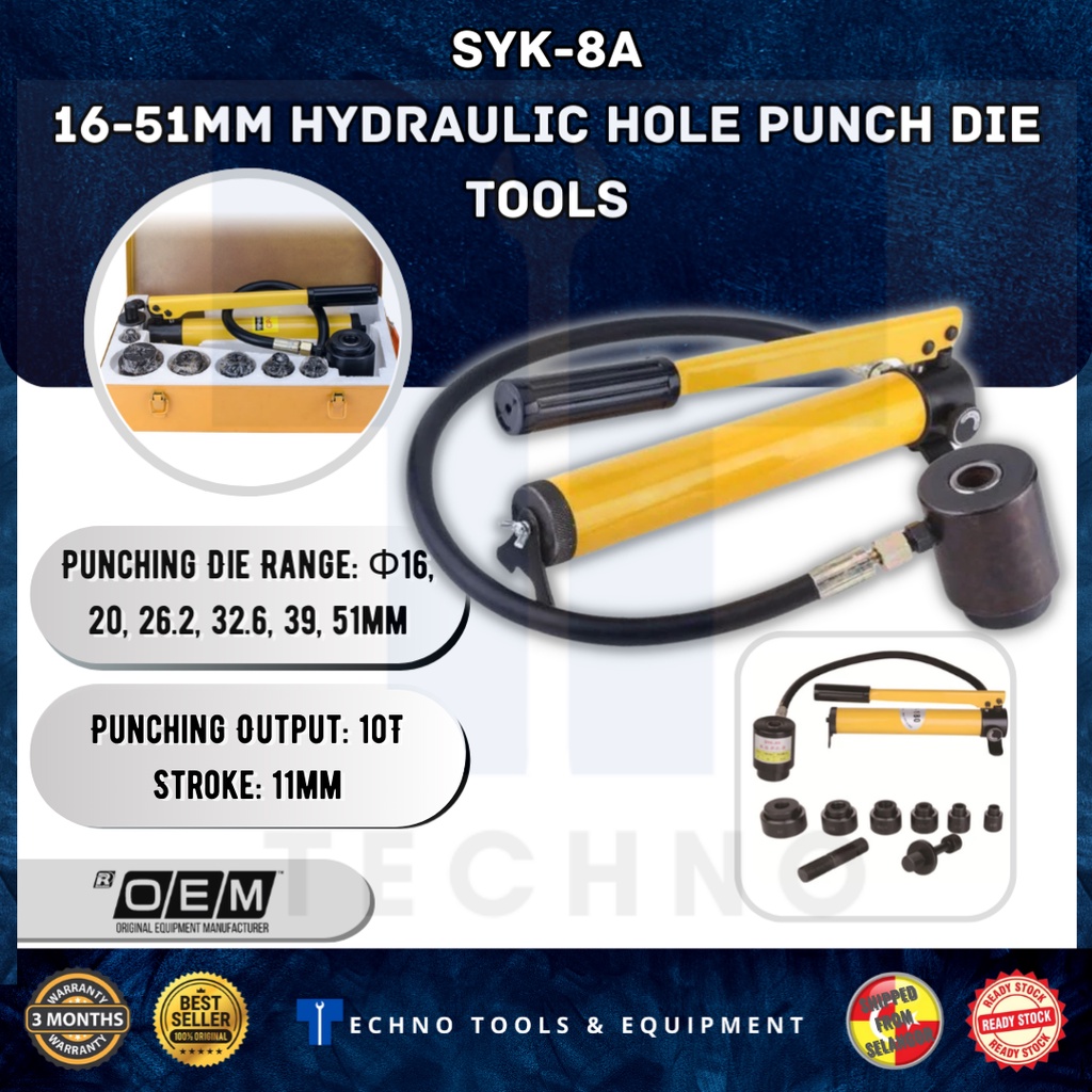 Ready Stock SYK-8A Hydraulic Punch Driver 10T Hole Punch Die Tools 16-51mm SYK-8B 22-60mm - New ...