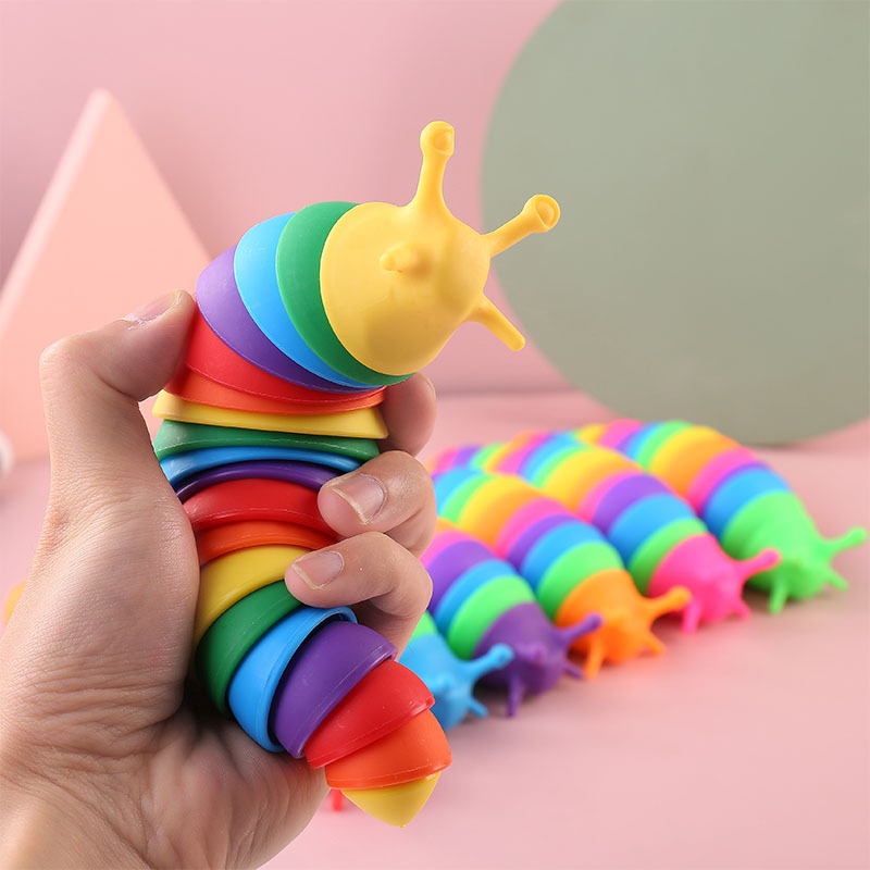 Colorful Fat Brain Slug Snail Toy Articulated Flexible 3D Slug Fidget ...