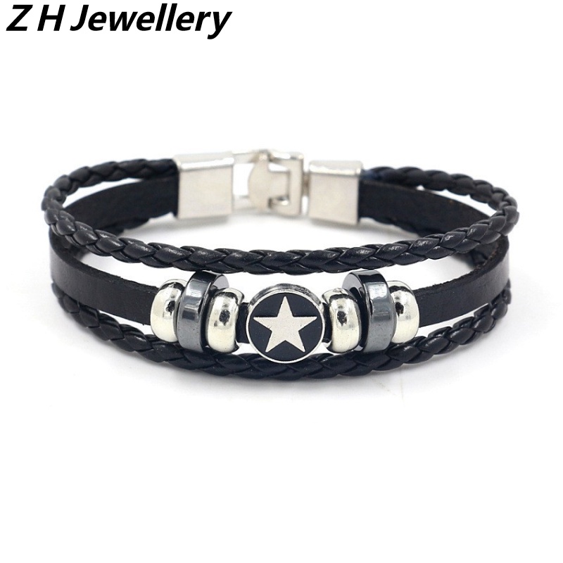 [Z H Jewelry] Vintage Rock Star Rivet Leather Bracelet Men's and Women ...