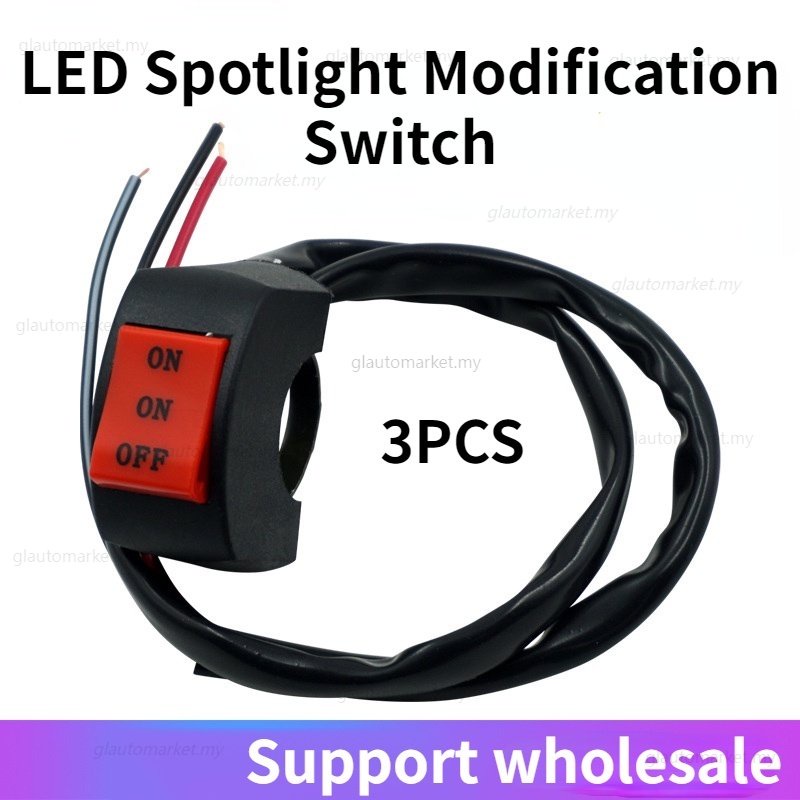 3PCS LED Motorcycle Spotlight Modification Switch Far and Near 3 Way ...