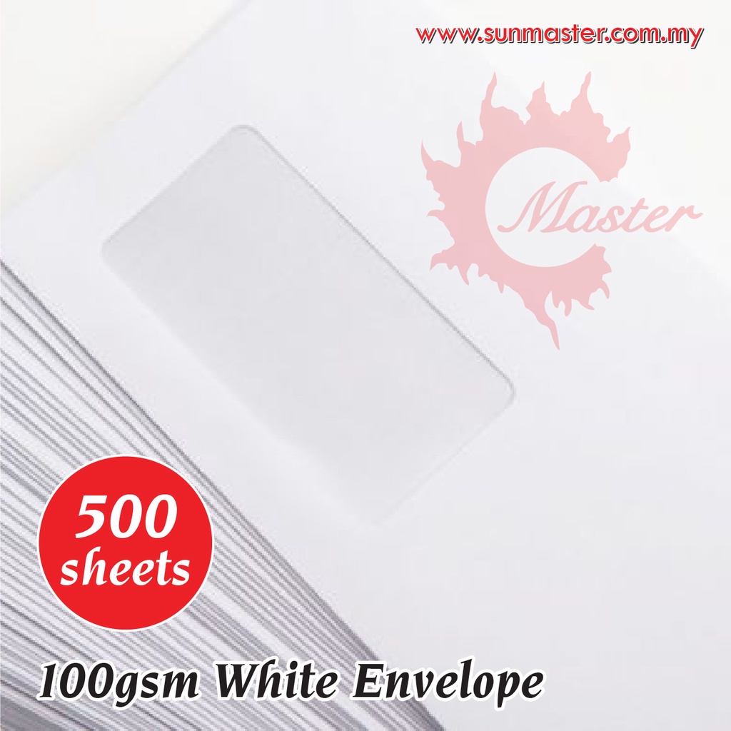 4 1/2" x 9 1/2" Window White Envelope | Sampul Surat Putih | Shopee ...