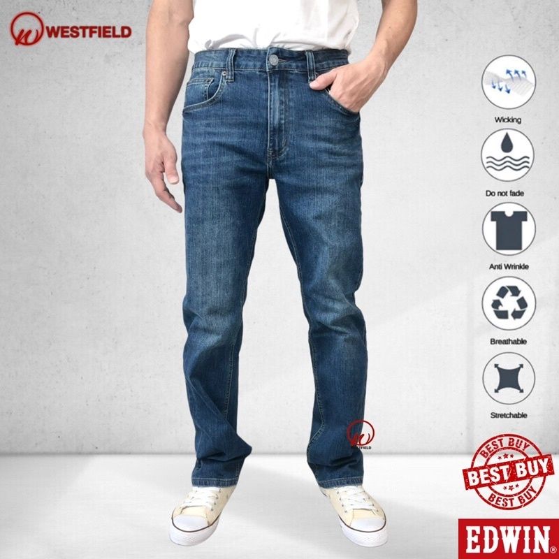 EDWIN 505 MEN'S STRETCHABLE STRAIGHT CUT JAPAN BLUE JEANS ( 7705 2782 ...