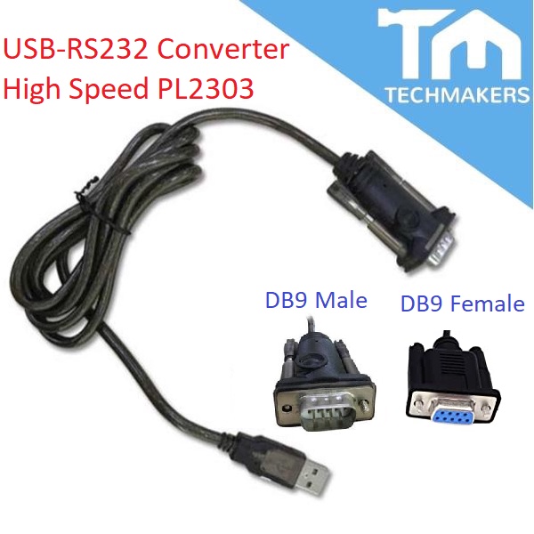 1.5M USB 2.0 to RS232 DB9 Serial (Male/Female 9 Pin) Converter Cable ...