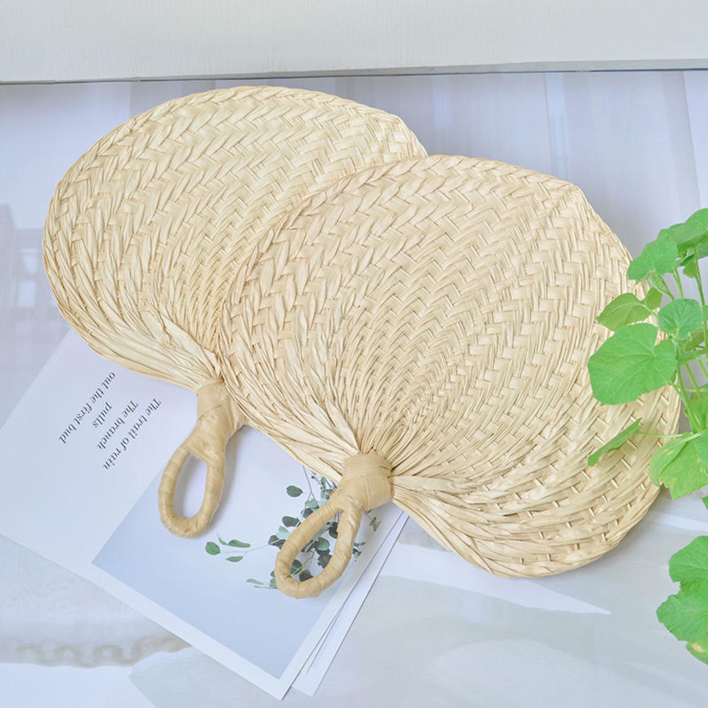 Handmade Straw Woven Fans Natural Raffia Hand Fans Craft Summer Cooling ...