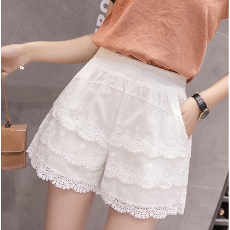 SK8098 -M'SIA Ready Stock Women Short Pants Lace Casual Pant ...