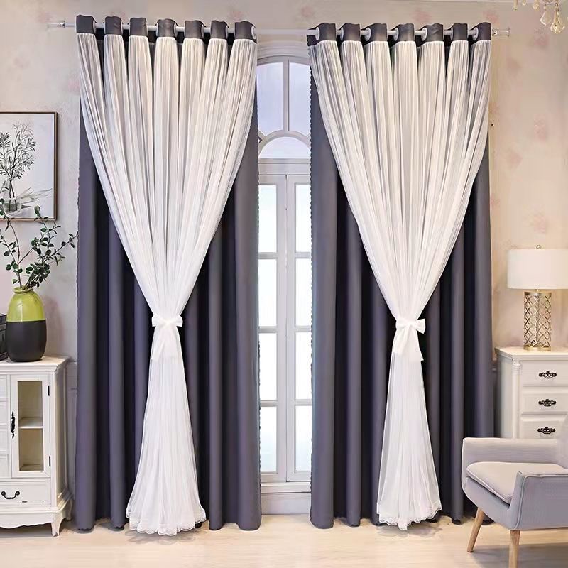 FREE SHIPPING High-end Simple Style Curtain Langsir Cream Color Solid ...