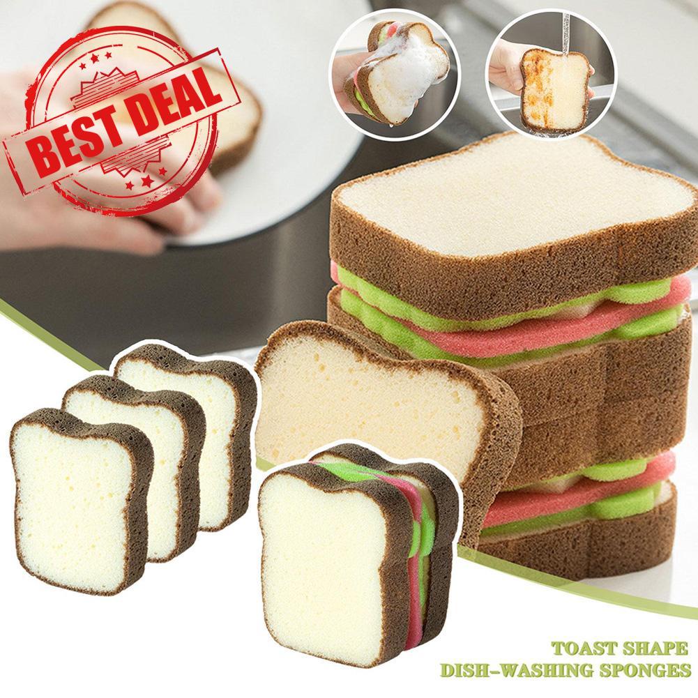 Creative Toast Shape Dish-washing Sponges Sandwiches Kitchen Dishes ...