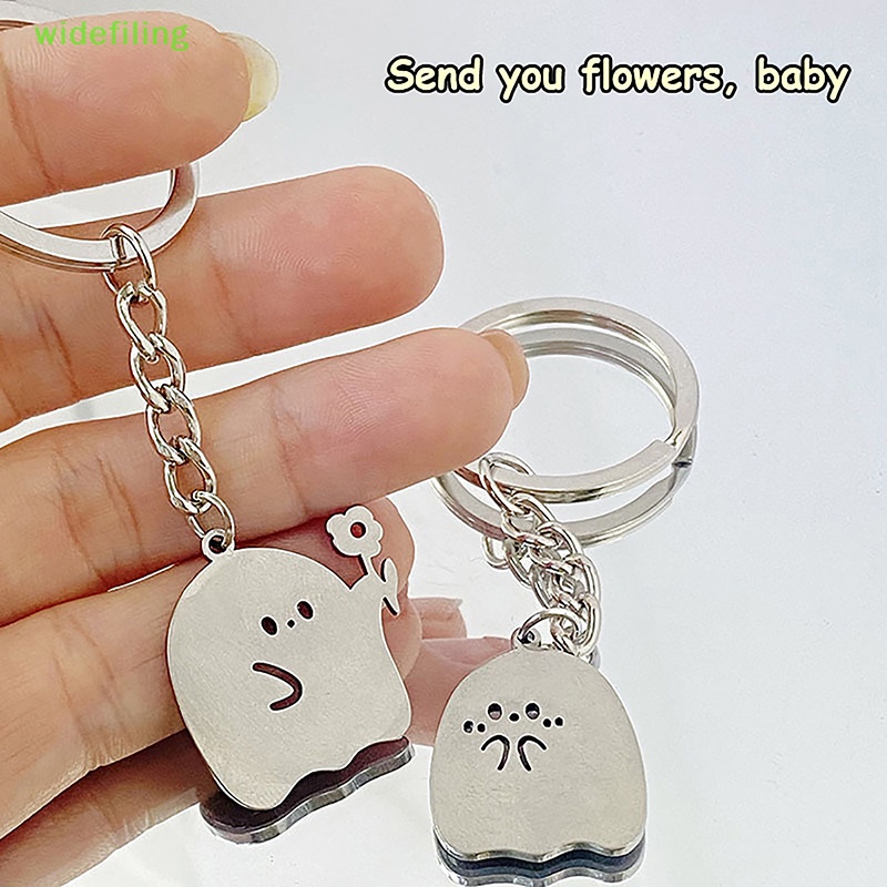 widefiling Fashion Cartoon Ghost Couple Keychain Pendant Cute Little ...