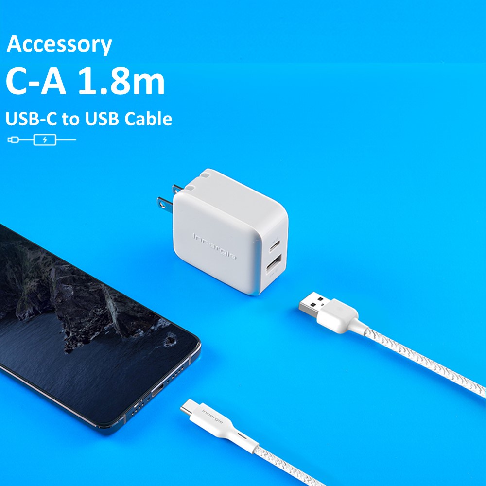 Innergie C-A 1.8meter Nylon braided sleeve Type C to USB-A Cable 3A Type C Fast Charging 480Mbps ...